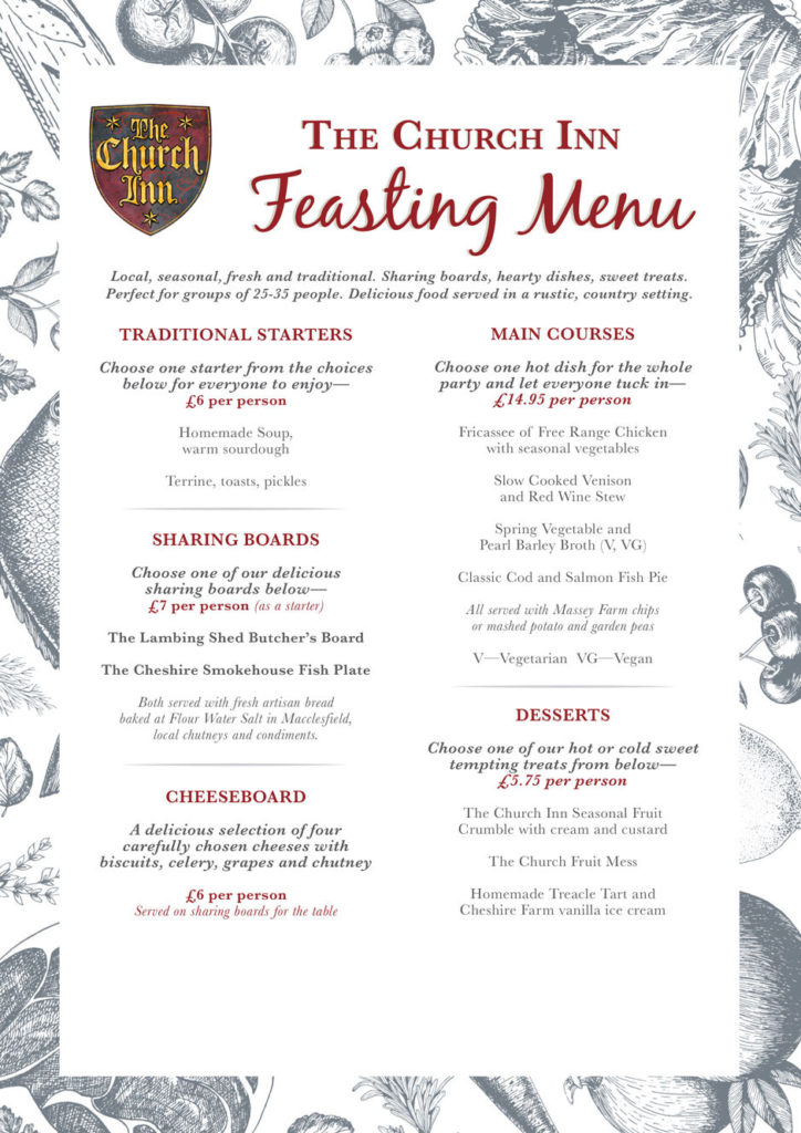 Feasting Menu | The Church Inn of mobberley