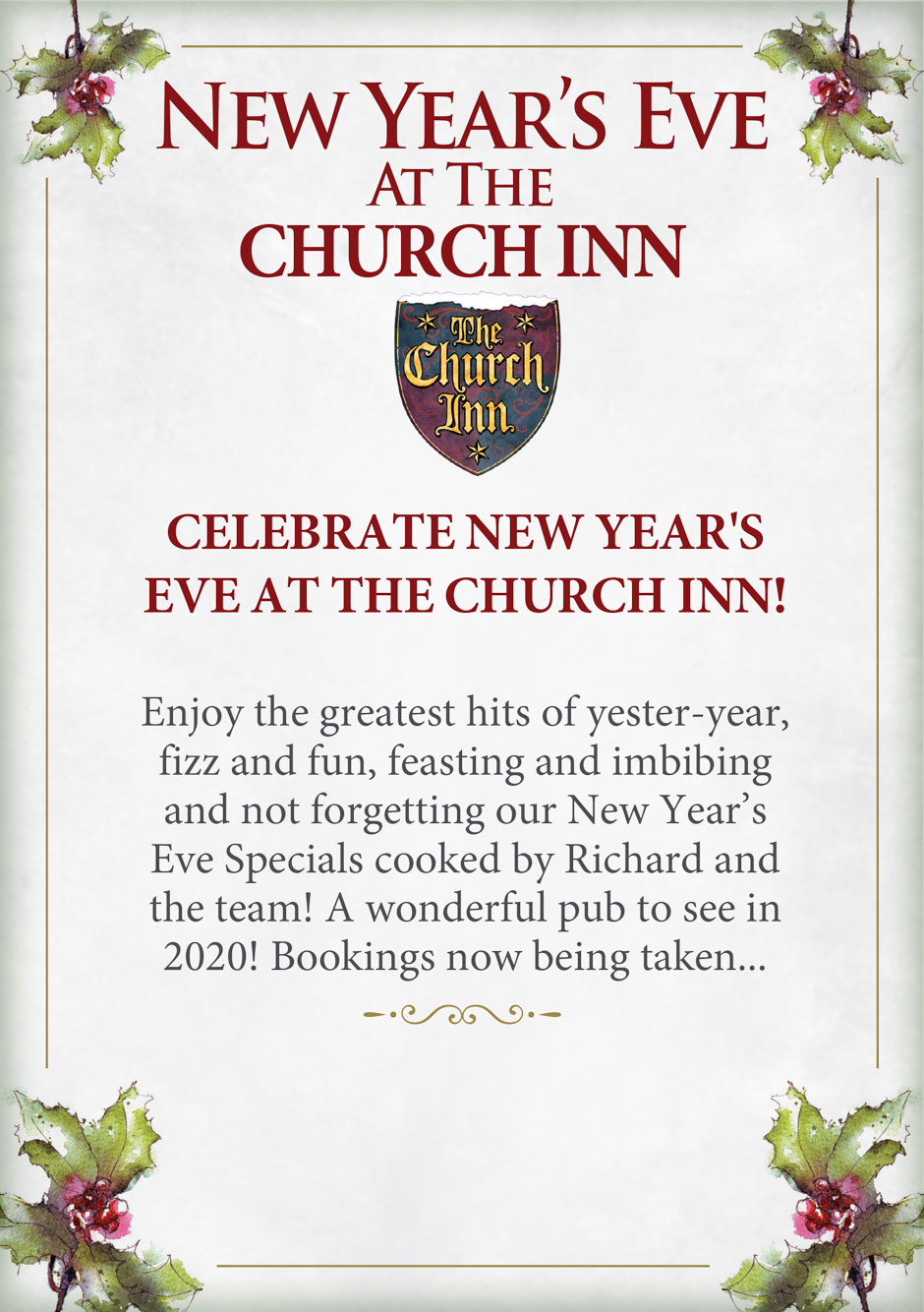 New Year’s Eve | The Church Inn of mobberley
