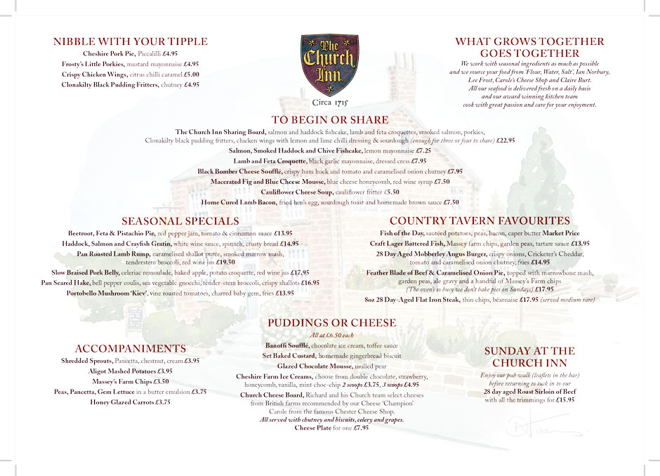 Monday-Saturday | The Church Inn of mobberley