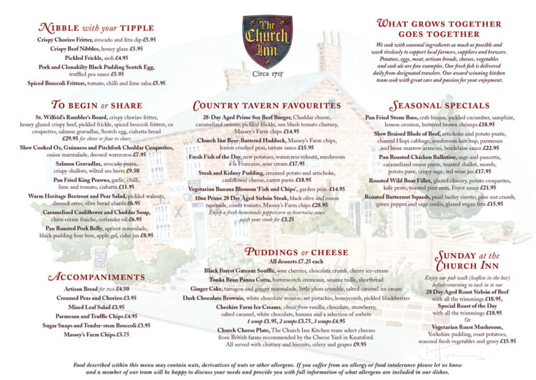 Main Menu | The Church Inn of mobberley
