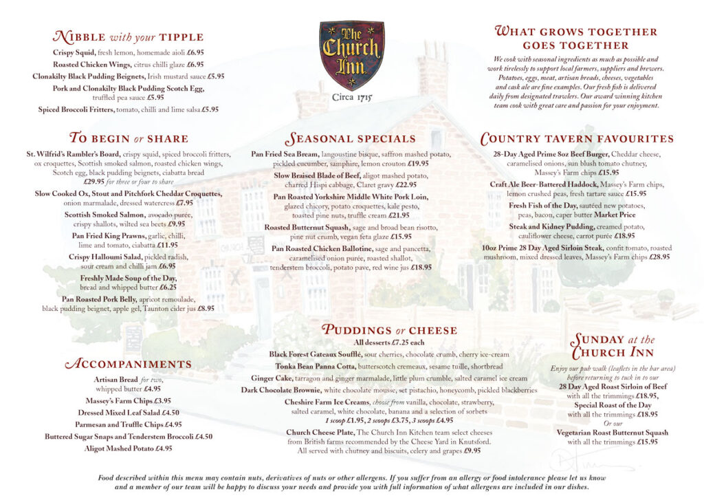 Main Menu | The Church Inn of mobberley
