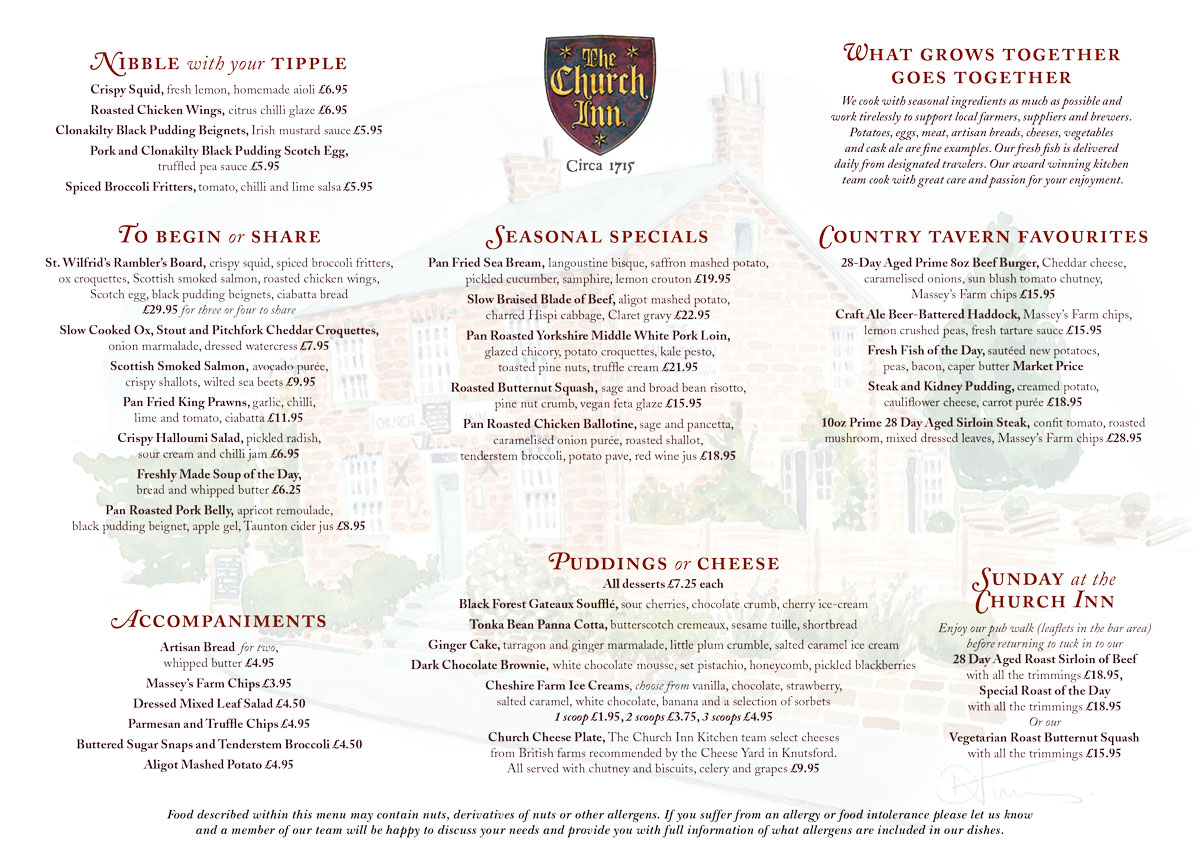 Main Menu | The Church Inn of mobberley